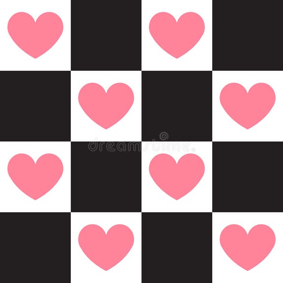 Vector Seamless Pattern of Checker and Heart Stock Illustration ...