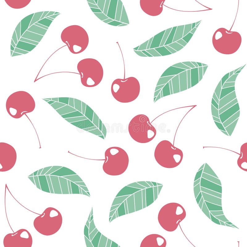 Vector Seamless Pattern with Cherry Stock Illustration - Illustration ...