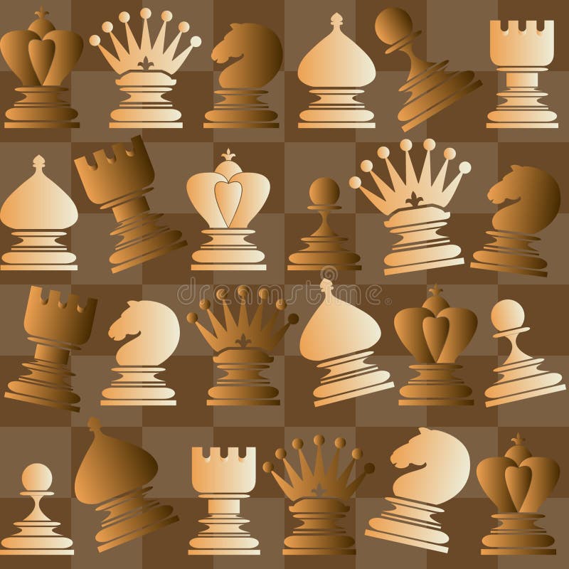 Chess Seamless Pattern with Isometric Cartoon Chess Pieces. Stock ...