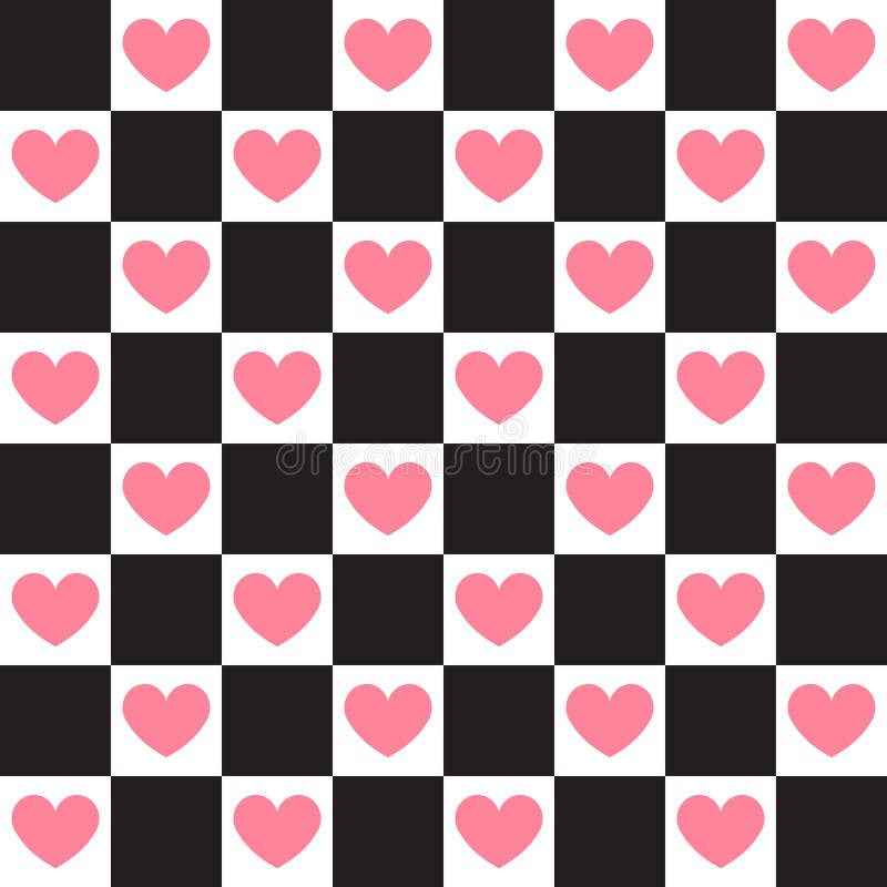 Vector Seamless Pattern of Chess Texture and Heart Stock Vector ...