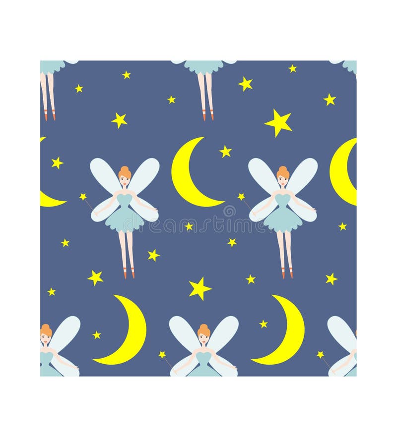 Vector Seamless Pattern. Children. Fairy. Night Sky Stock Vector ...