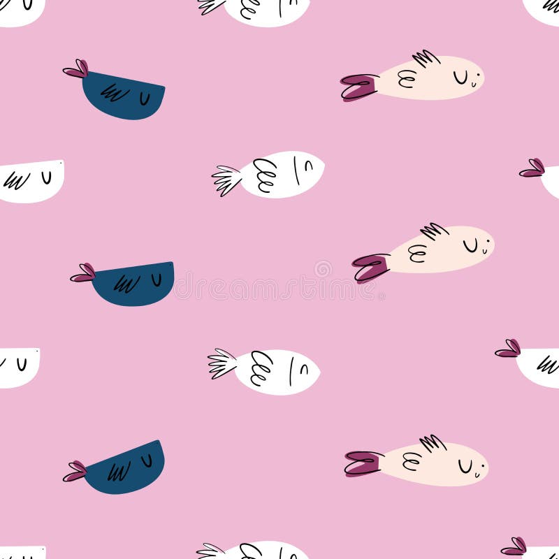 Vector Seamless Pattern for Children`s Design. Scandinavian, Doodle ...