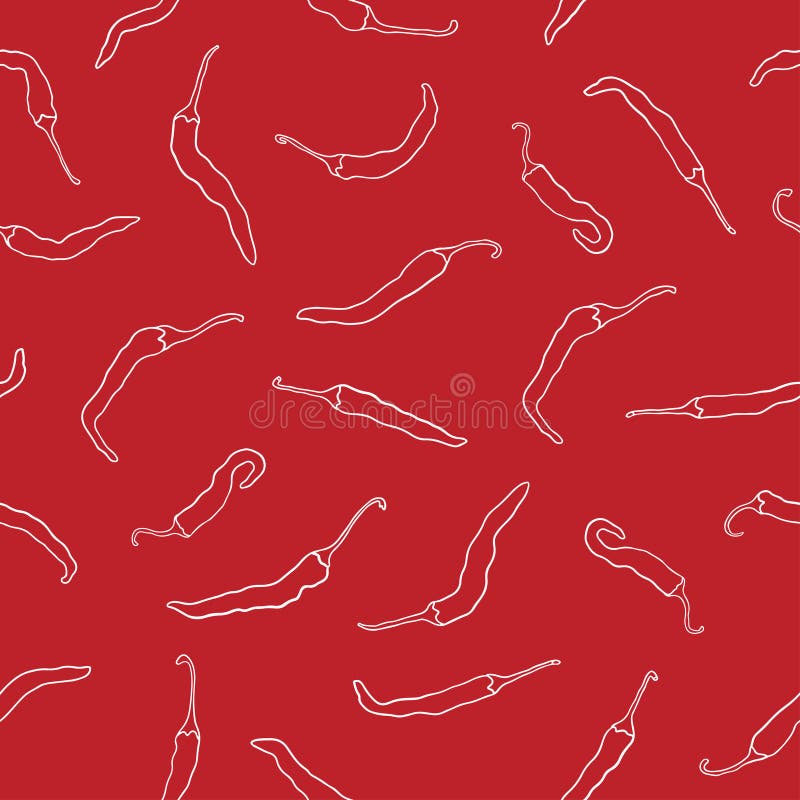 Vector Seamless Pattern with Chili Pepper Stock Vector - Illustration ...