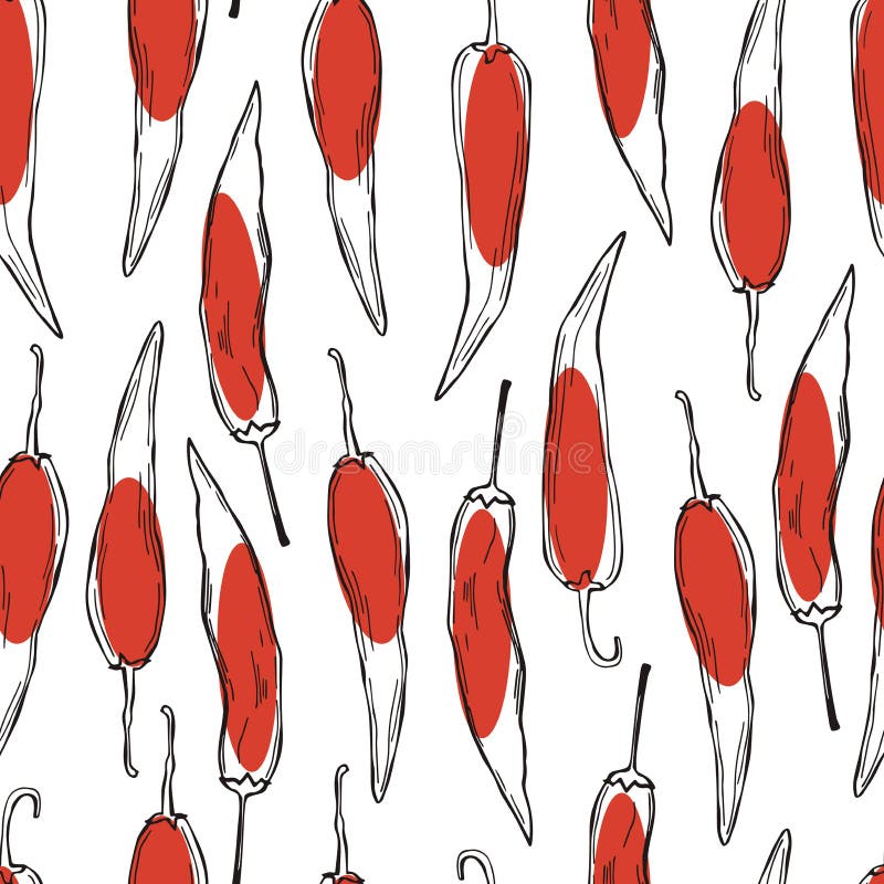 Vector Seamless Pattern with Chili Peppers Stock Vector - Illustration ...