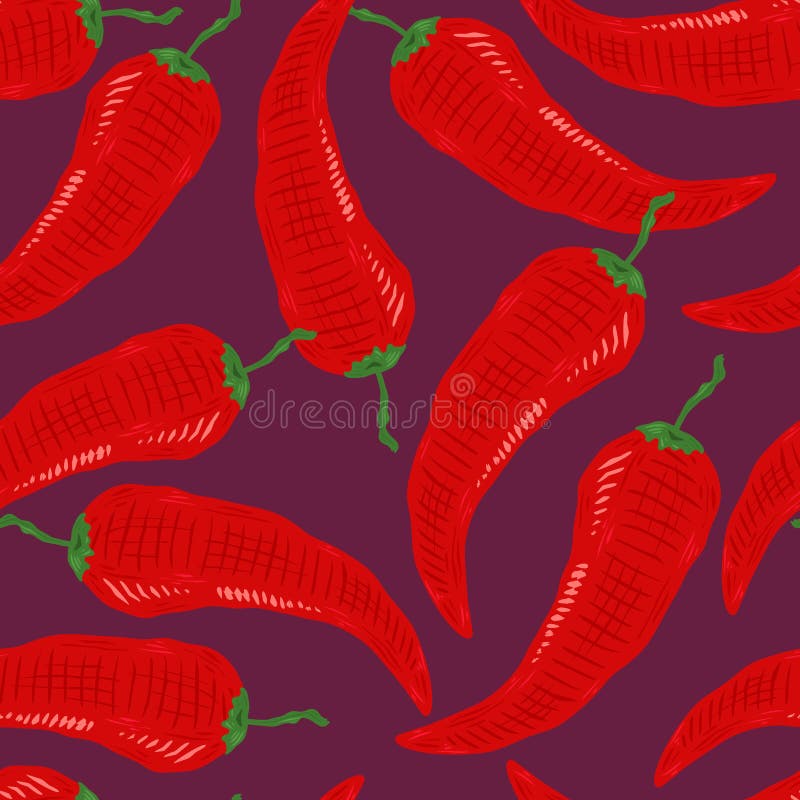 Vector Seamless Pattern of Vintage Chilli Pattern Stock Vector ...