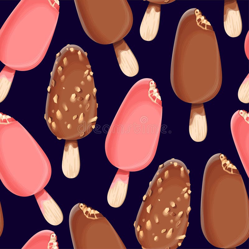 Vector Seamless Pattern with Chocolate Ice Cream Stock Vector ...