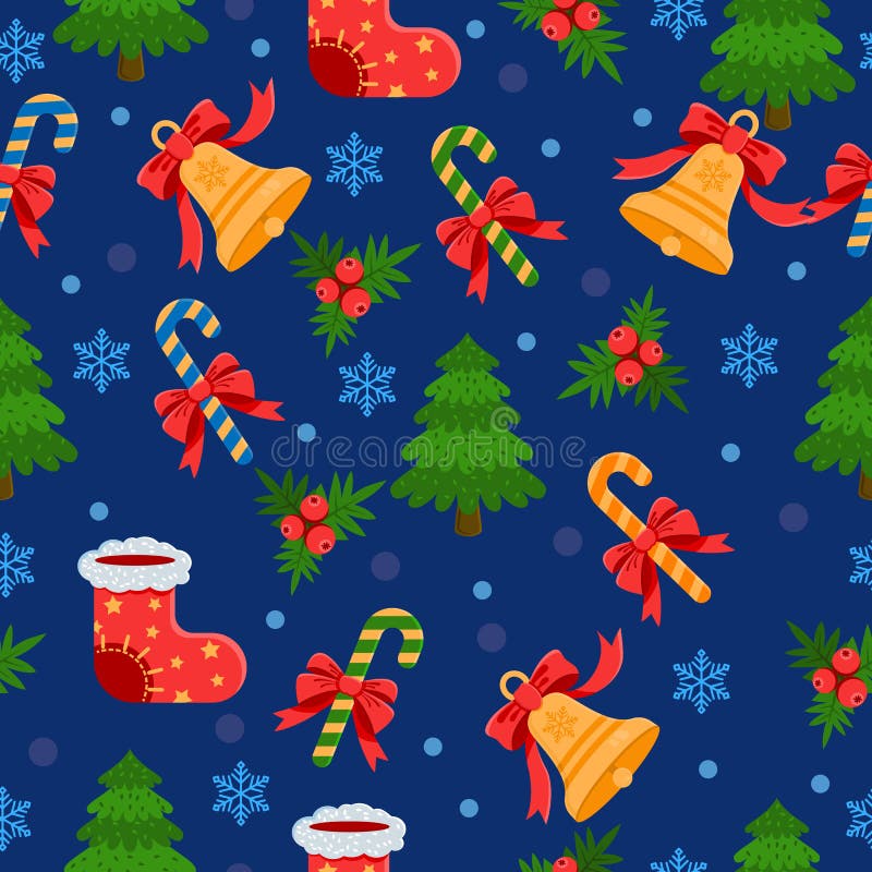 Vector Seamless Pattern with Christmas Elements. Stock Vector ...