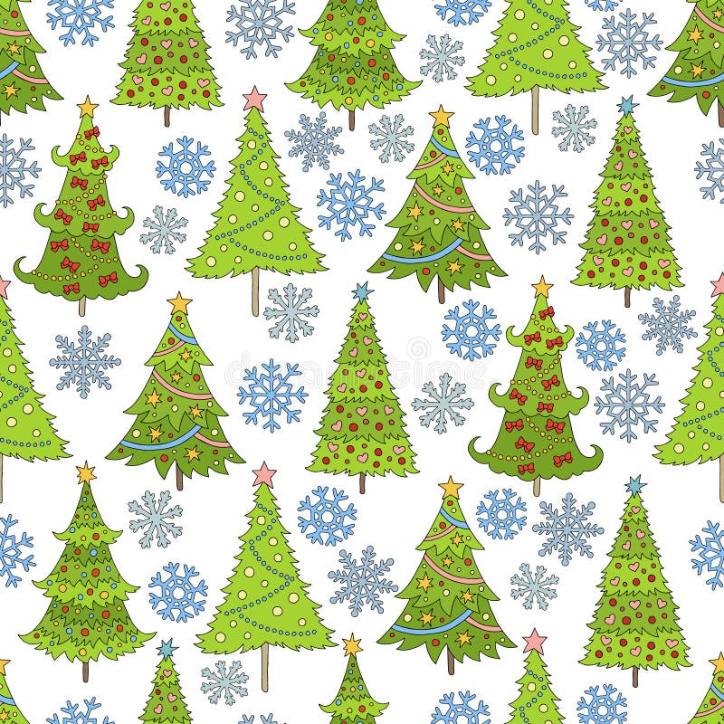 Vector Seamless Pattern of Christmas Tree. Template for Postcards Stock ...