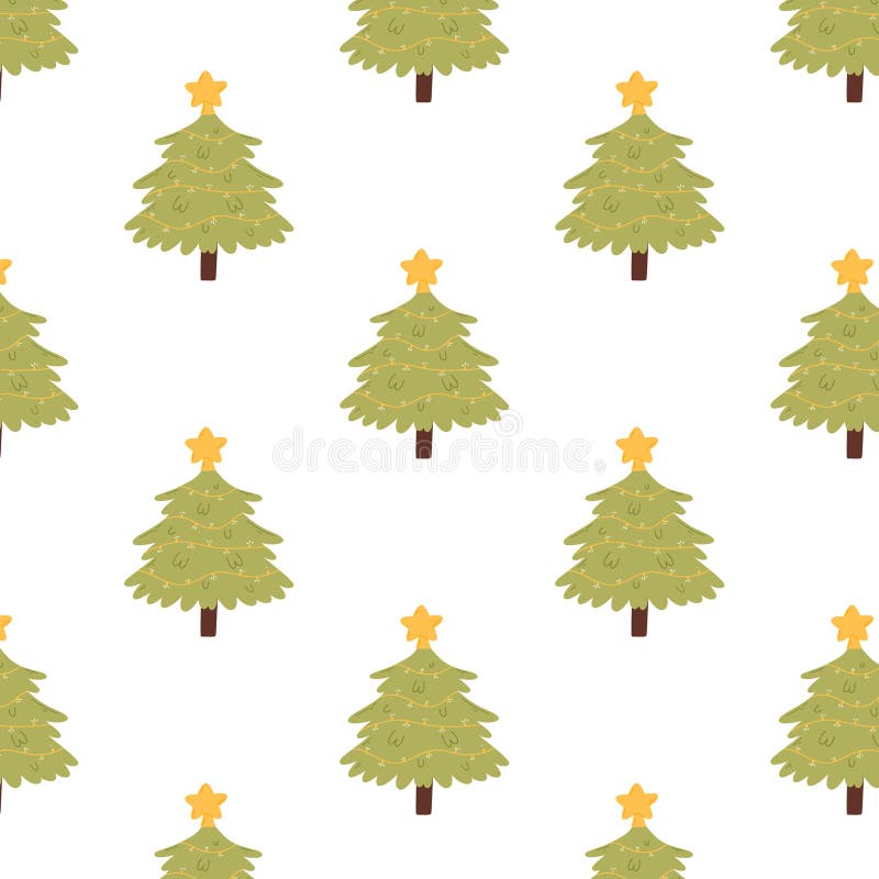 Vector Seamless Pattern with Christmas Trees. Christmas Print with ...