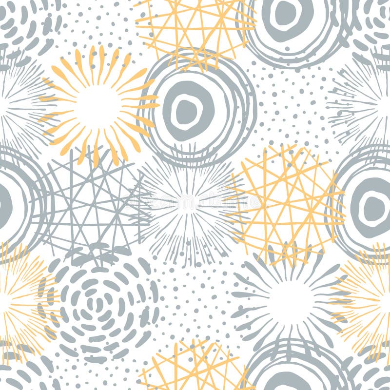 Vector Seamless Pattern. Circle Texture with Doodle and Scribble Shaps ...