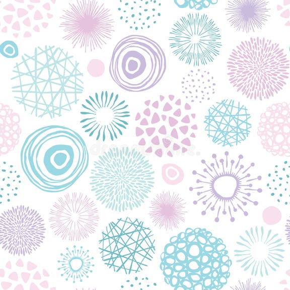 Vector Seamless Pattern. Circle Texture with Doodle and Scribble Shaps ...