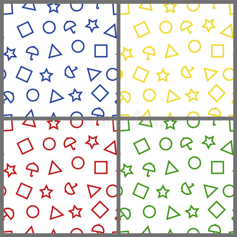 Vector Seamless Pattern with Circle, Triangle, Star, Umbrella, Square ...