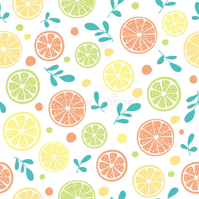 Vector Seamless Pattern with Citrus Stock Vector - Illustration of ...