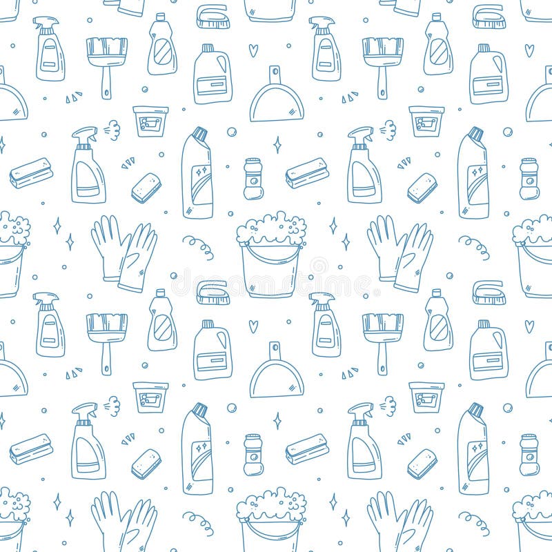 Vector Seamless Pattern with Cleaning Products and Brushes Stock Vector ...