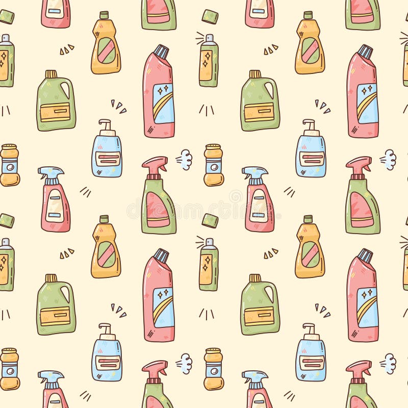 Vector Seamless Pattern with Cleaning Products Stock Vector ...