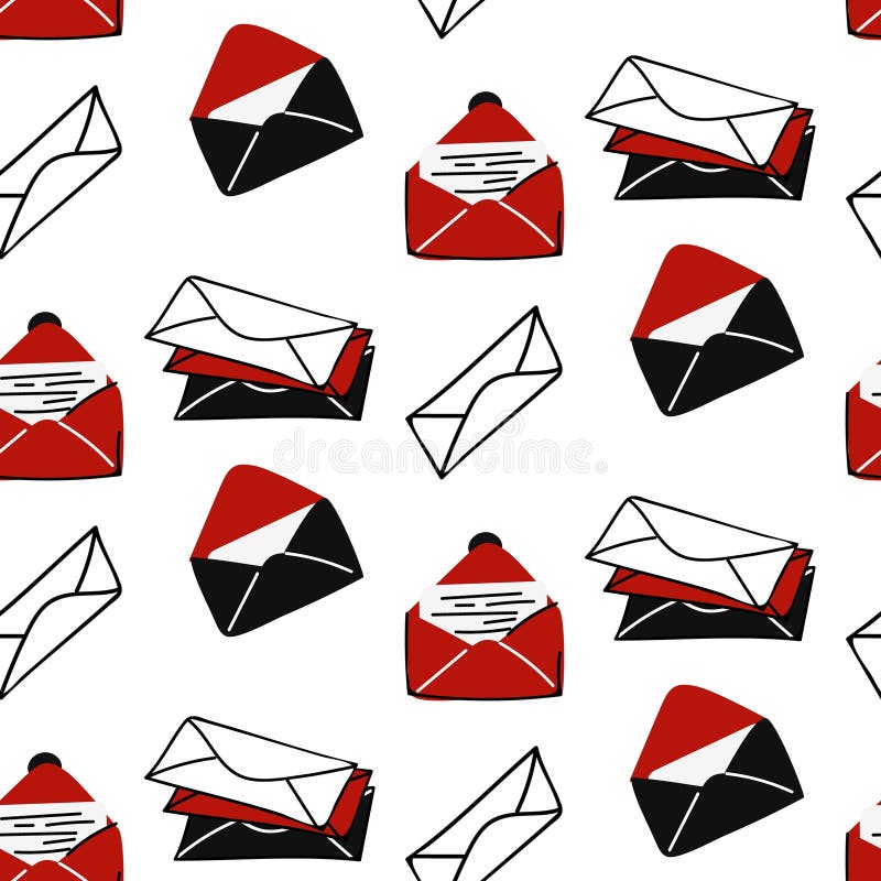 Vector Seamless Pattern of Closed and Open Envelopes with Letters in ...