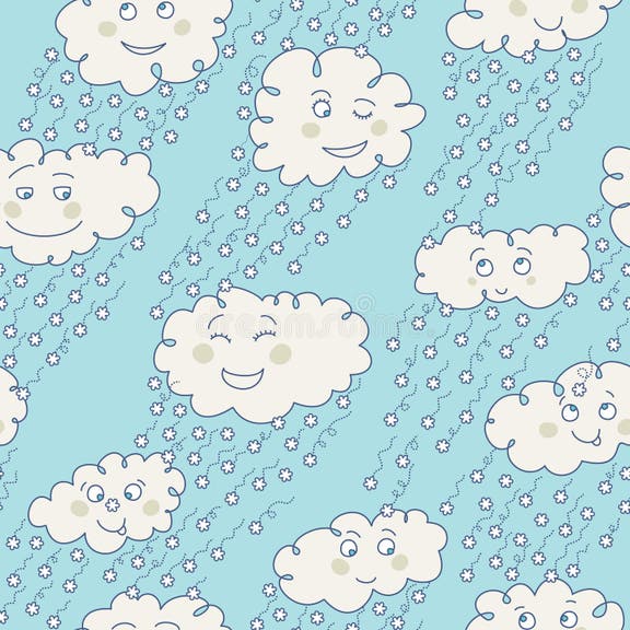 Seamless Snowy Sky Pattern with Clouds Stock Vector - Illustration of ...
