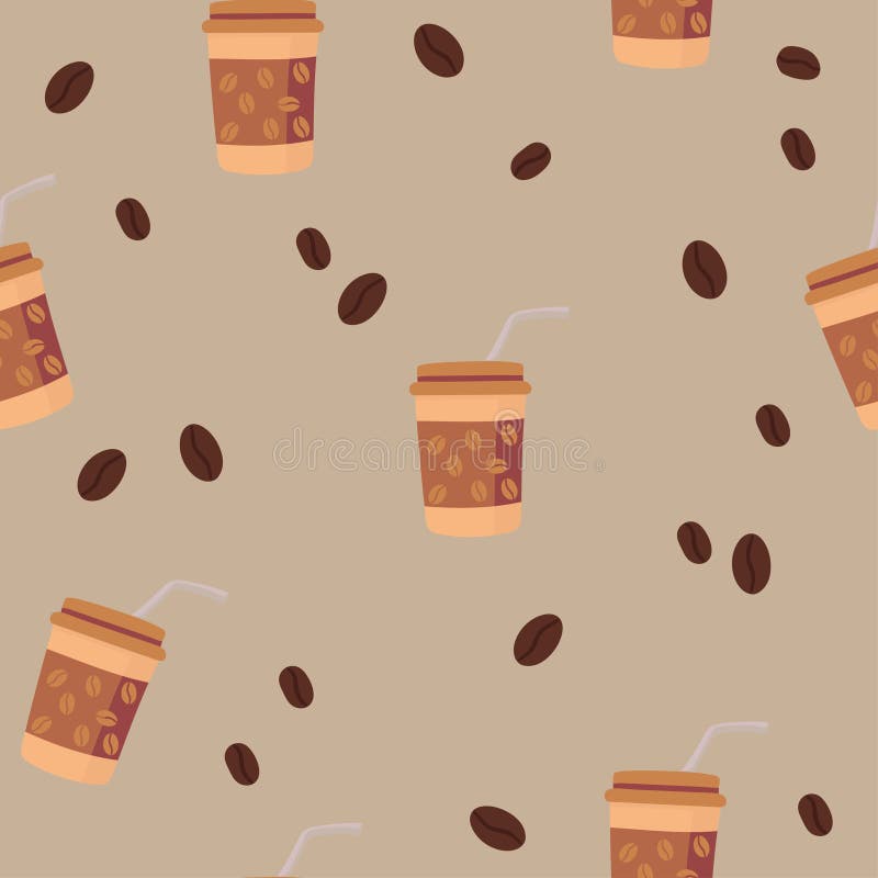 Vector Seamless Pattern with Coffee Cup, . Beautiful Print in Pastel ...