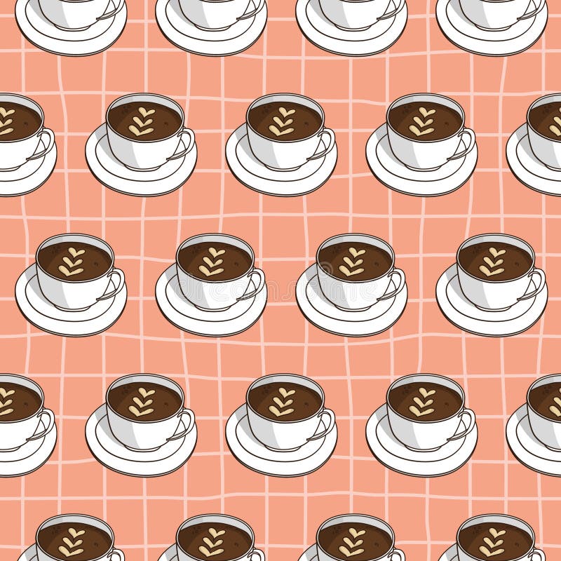 Vector Seamless Pattern with Coffee Cups. Retro Creative Design Stock ...