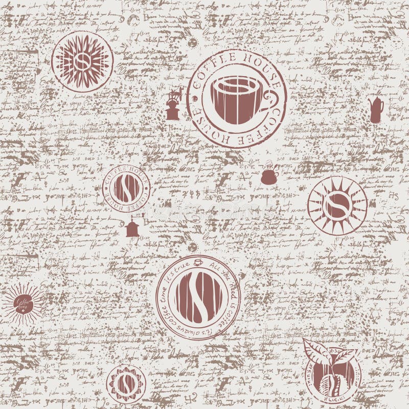 Vector Seamless Background on the Coffee Theme Stock Vector ...