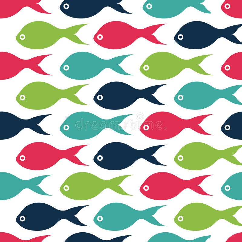 Vector Seamless Pattern with Color Fishes Stock Vector - Illustration ...