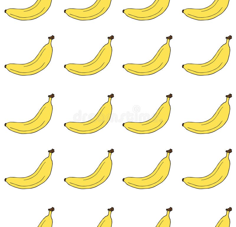 Vector Seamless Pattern of Color Hand Draw Banana Stock Vector ...