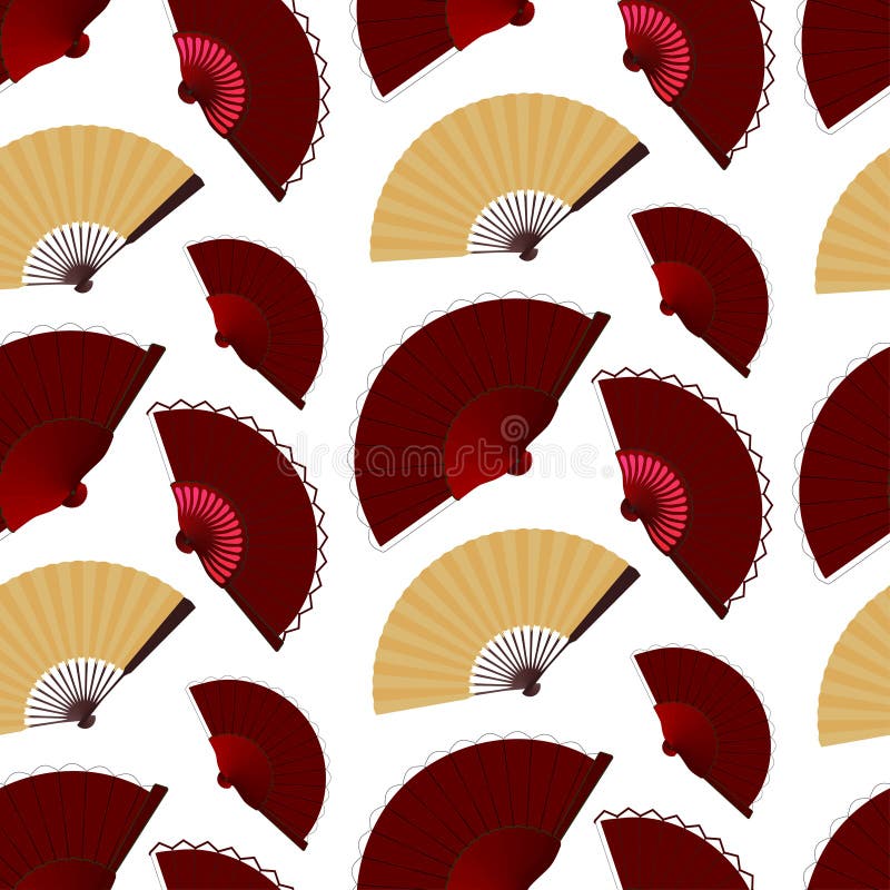 Vector Seamless Pattern with Color Hand Fans Stock Vector ...