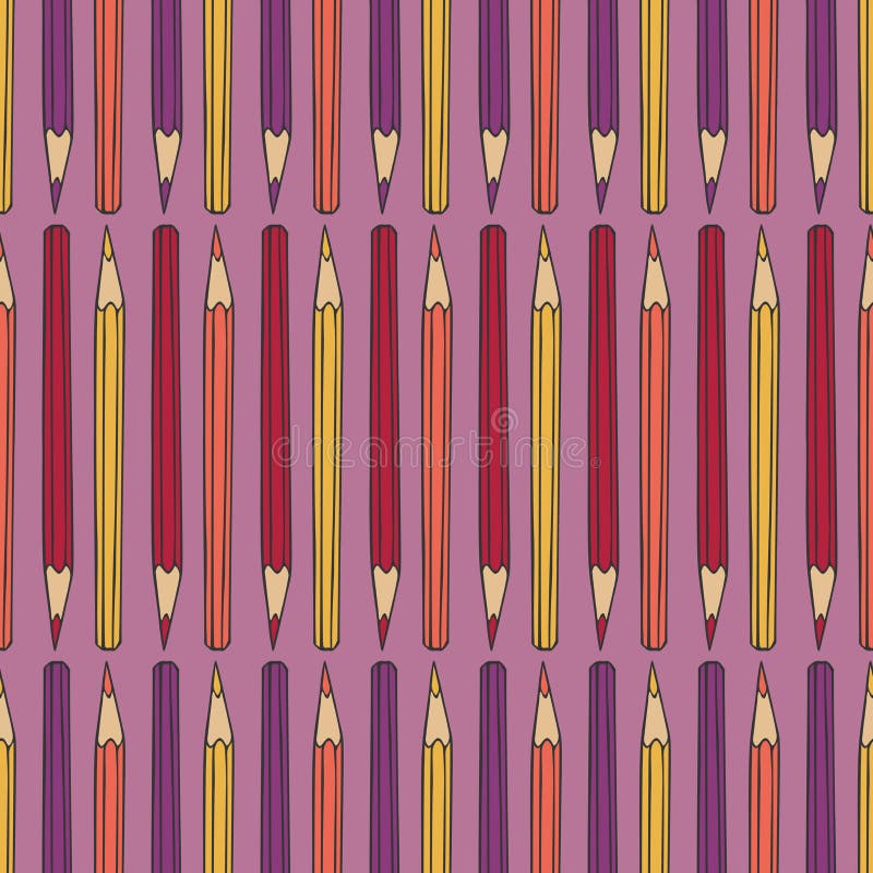 Vector Seamless Pattern with Color Pencils. Stock Vector - Illustration ...