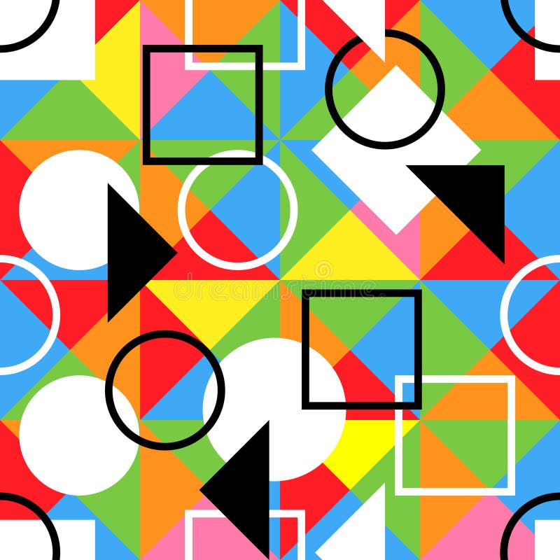 A Vector Seamless Pattern of Colored Abstract Geometric Shapes and Grid ...