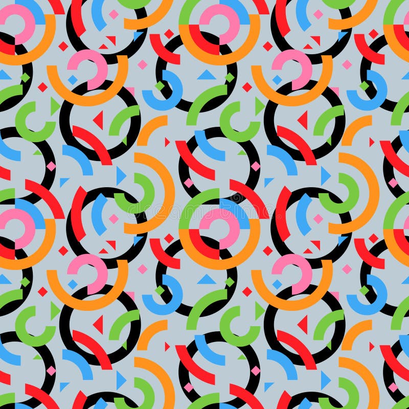 A Vector Seamless Pattern of Colored Abstract Geometric Shapes and Grid ...