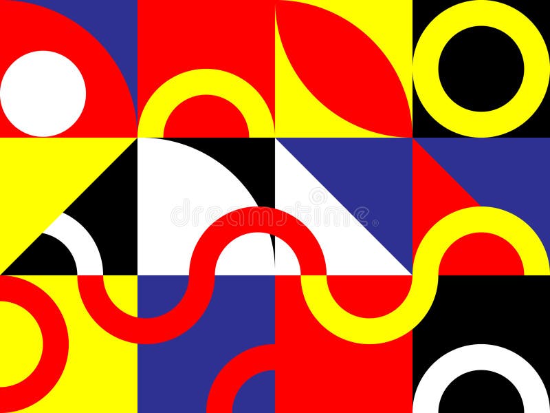 Vector Seamless Pattern of Colored Abstract Geometric Shapes and Grid ...