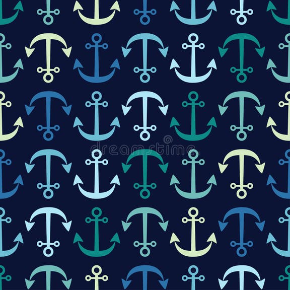 Vector Seamless Vector Pattern with Colored Anchors Stock Vector ...