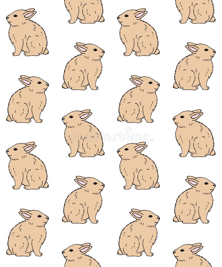 Vector Seamless Pattern of Colored Bunny Rabbit Stock Vector ...