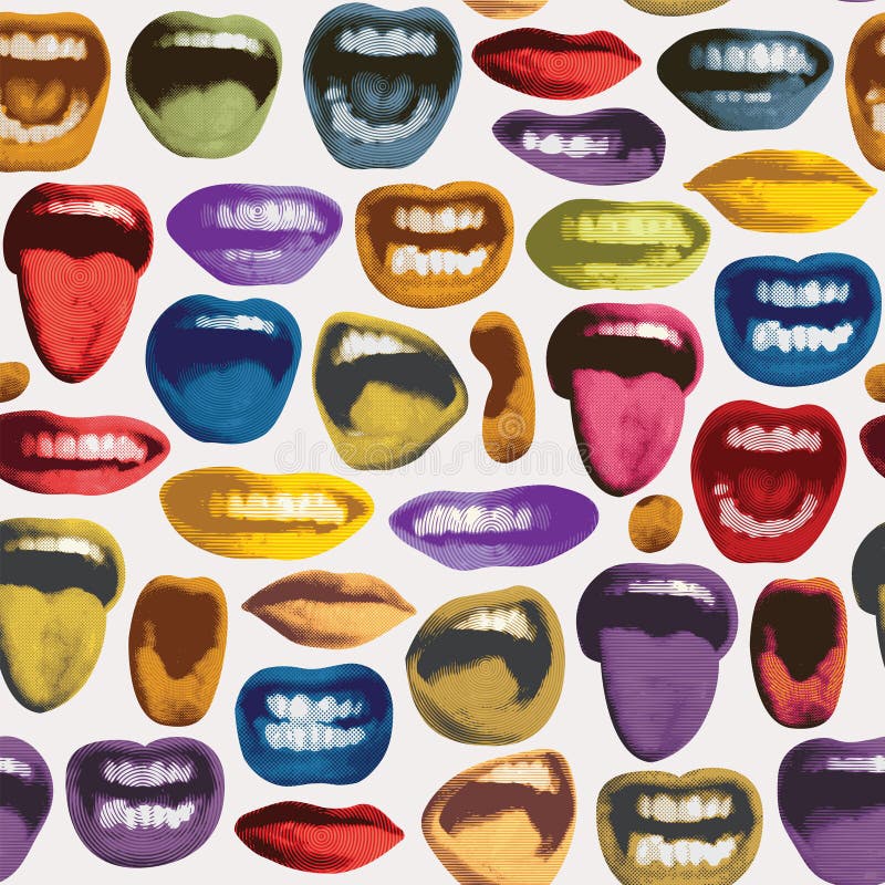 Vector Seamless Pattern with Colored Human Mouths Stock Vector ...