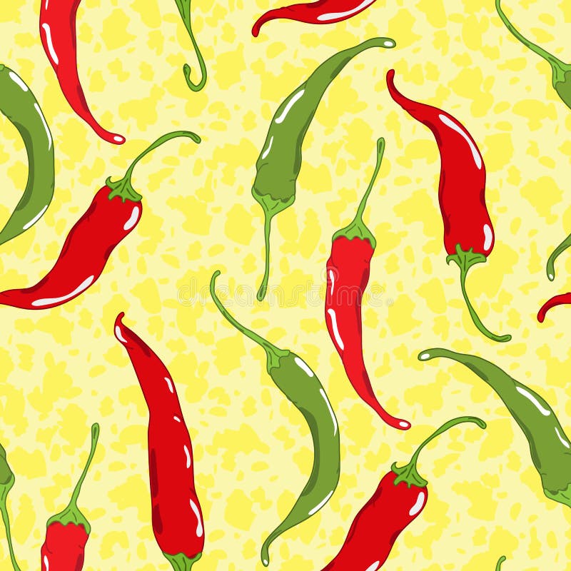Red Chilli Pepper Seamless Pattern on Light Red Background Stock Vector ...