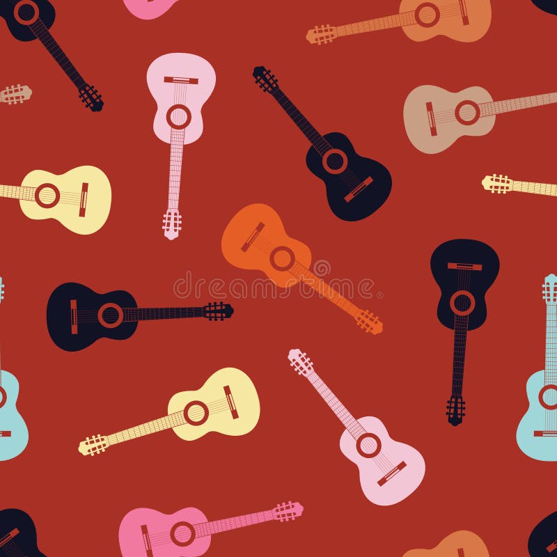 Vector Seamless Pattern of Colorful Classical Acoustic Guitars a Stock ...