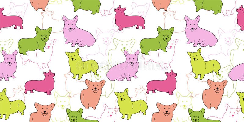 Vector Seamless Pattern with Colorful Cute Dogs Stock Illustration ...