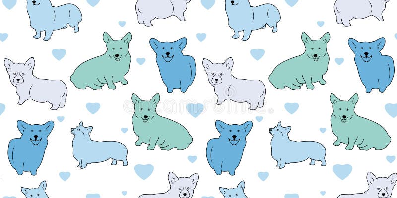 Vector Seamless Pattern with Colorful Cute Dogs Stock Illustration ...