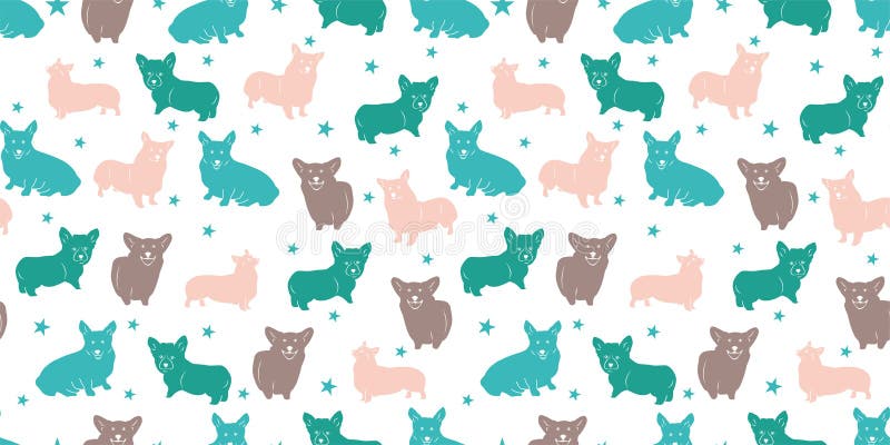 Vector Seamless Pattern with Colorful Cute Dogs Stock Illustration ...