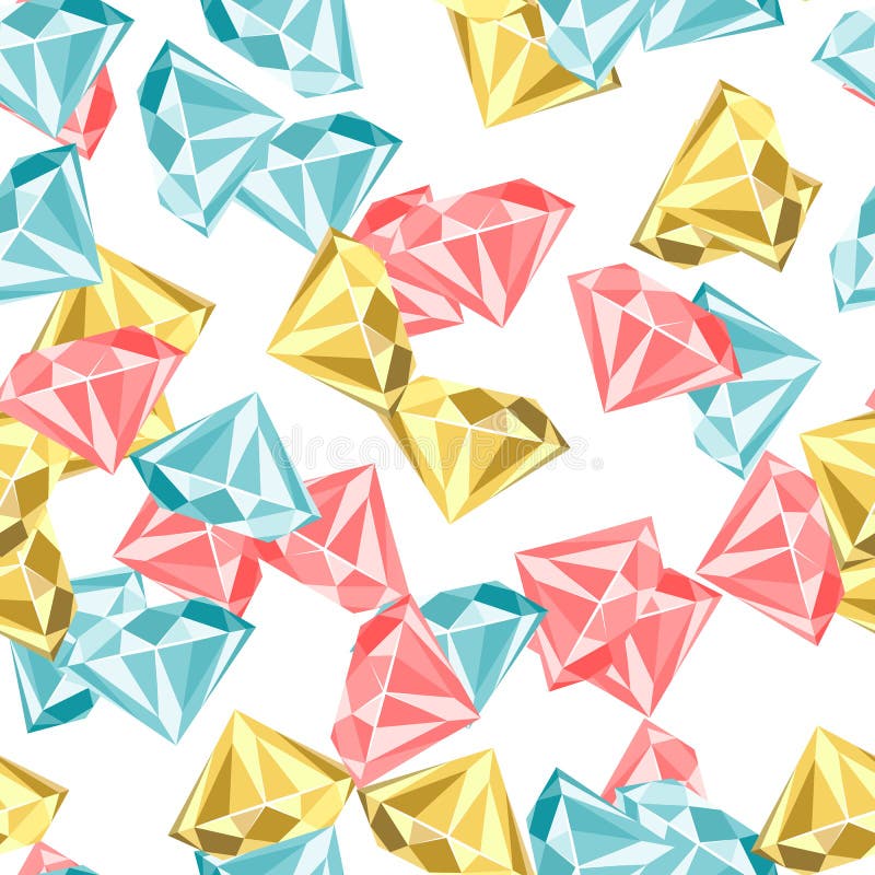 Vector Seamless Pattern with Colorful Gemstones. Stock Vector ...