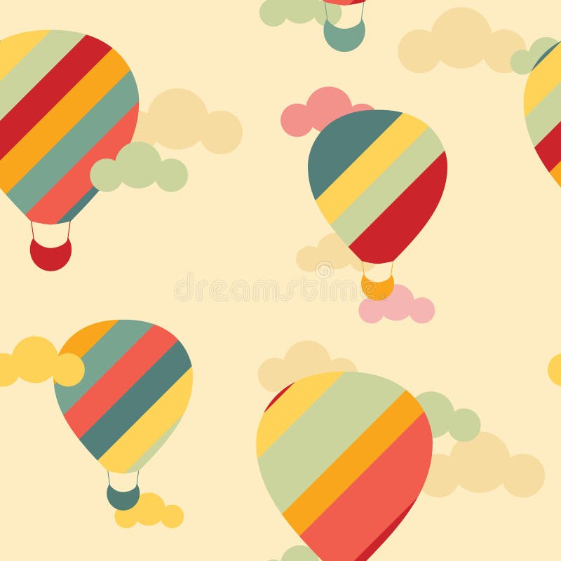 Vector Seamless Pattern with Colorful Hot Air Balloons Stock Vector ...