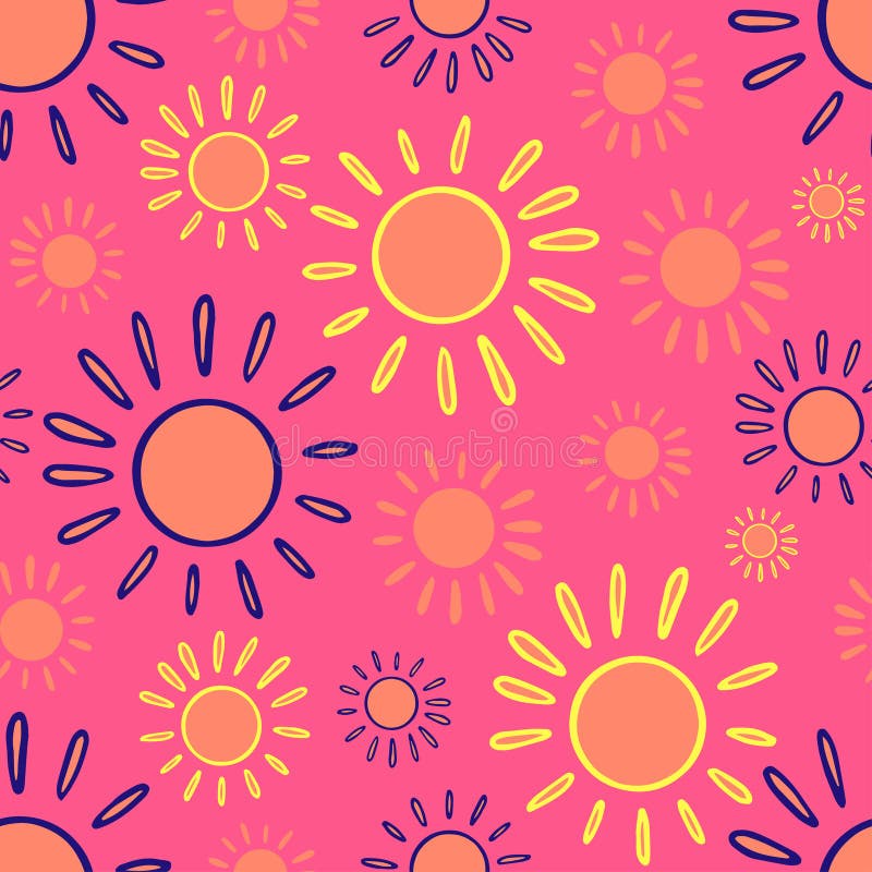 Vector Seamless Pattern Colorful Lined Design of Abstract Lined Sun in ...