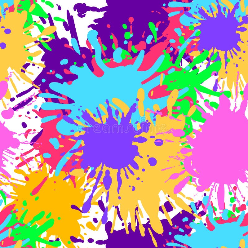 Vector Seamless Pattern: Colorful Paint Splashes Background, Artistic ...