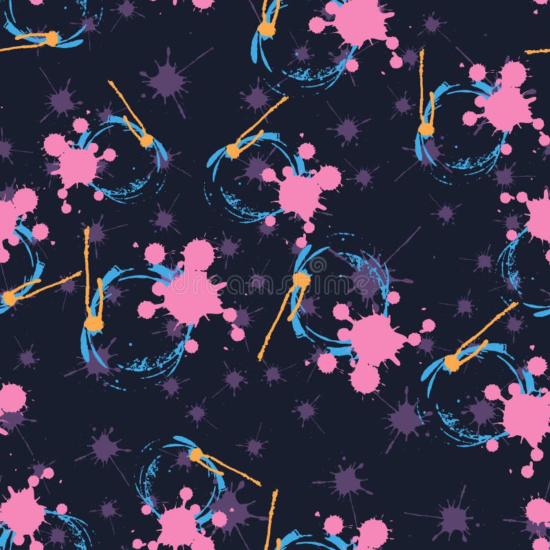 Vector Seamless Pattern with Colorful Paint Splatters Stock ...