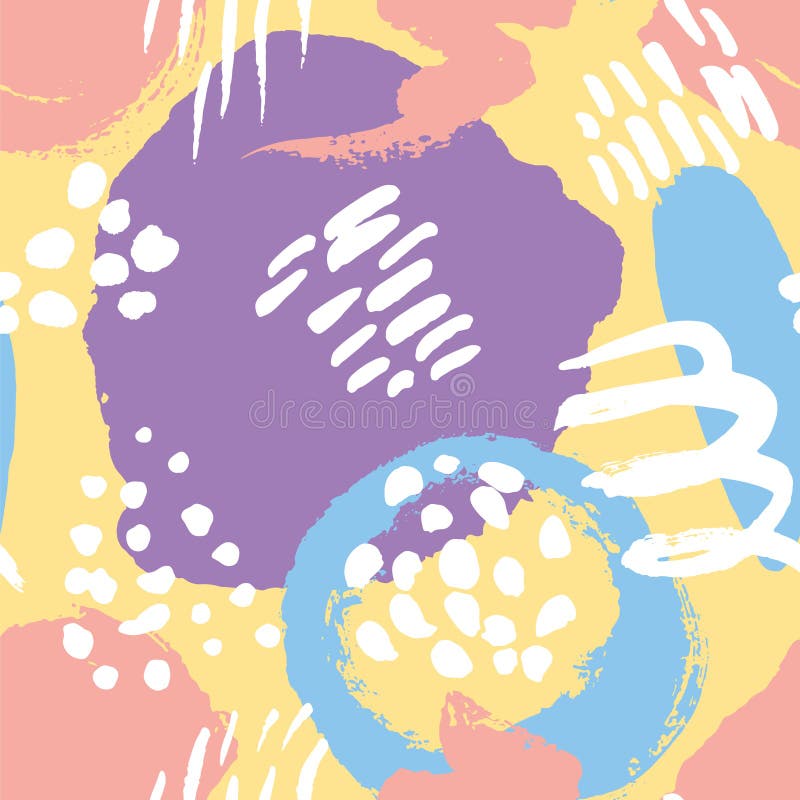 Vector Seamless Pattern. Colorful Painted Watercolor Points. Hand Drawn ...