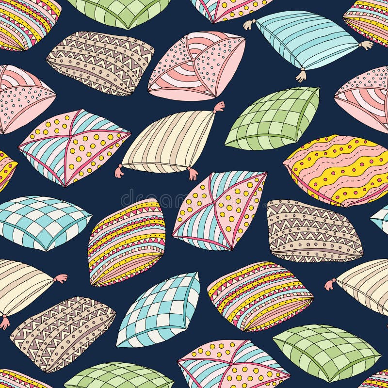 Vector Seamless Pattern with Colorful Pillows. Texture and Wallpaper ...