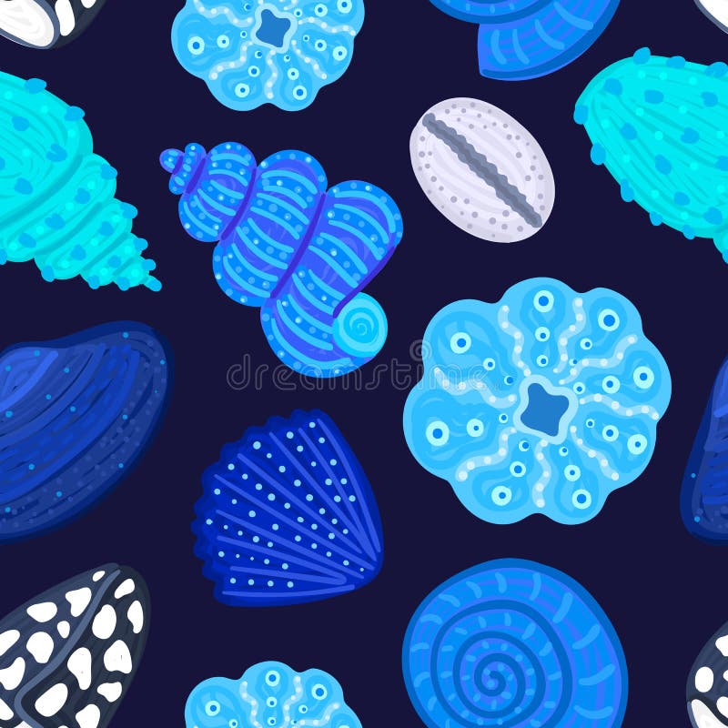 Vector Seamless Pattern with Colorful Shells. Ornament with Seashells ...