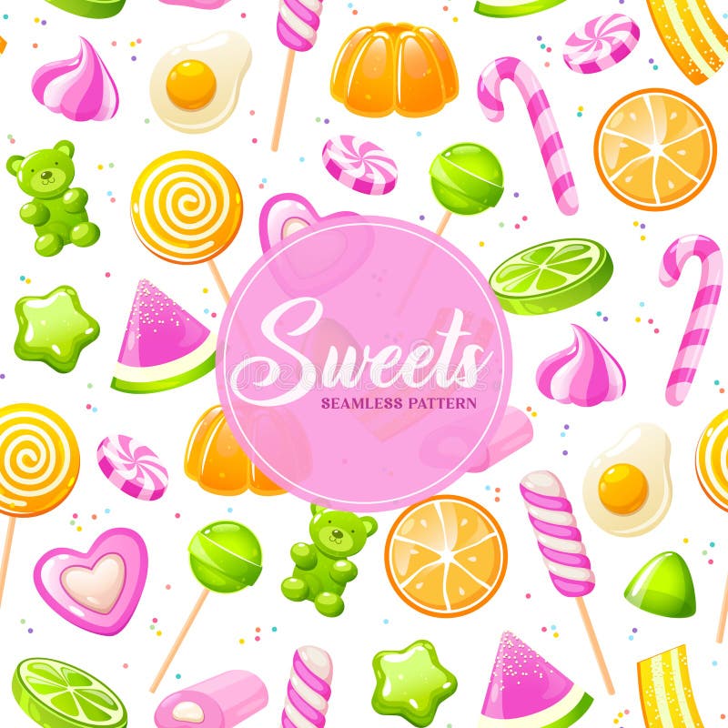Vector Seamless Pattern with Colorful Sweets Stock Vector ...