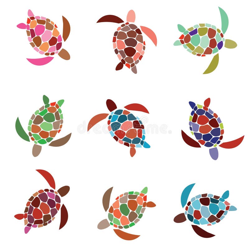 Vector Seamless Pattern with Colorful Turtles Stock Vector ...