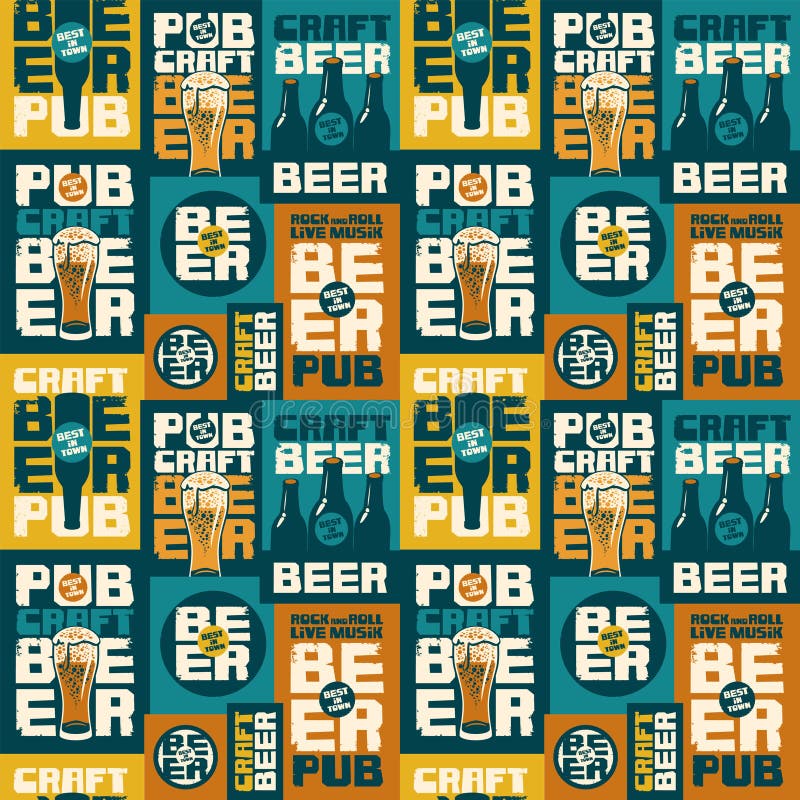 Seamless Pattern of Set for Craft Beer Stock Illustration ...